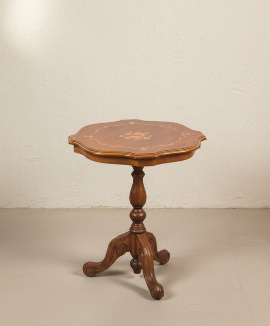 Mesa Velador de Marquetería Floral | Mueble Vintage Exclusivo – Antique ...
